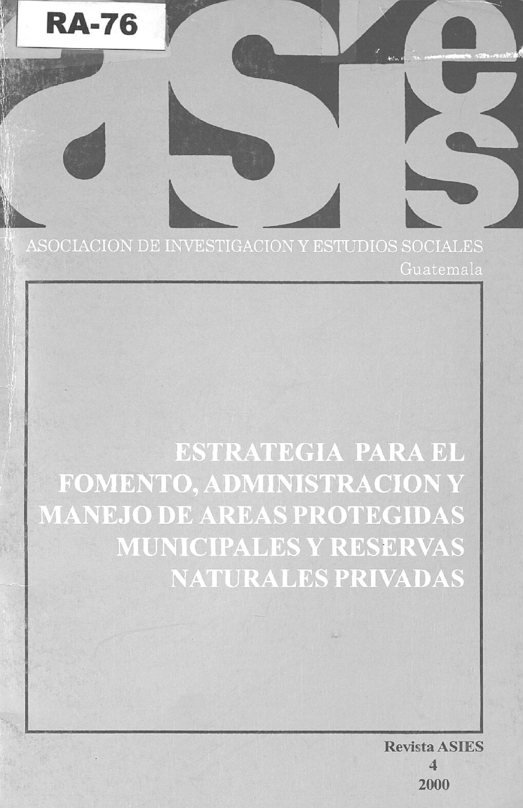 Estrategia para el fomento, administración y manejo de áreas protegidas ...